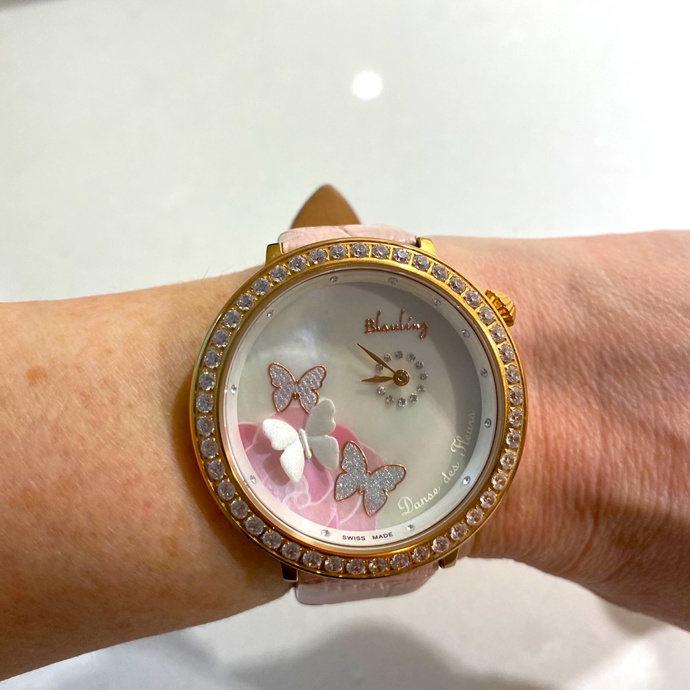 Blauling Swiss Butterfly Watch Large Face - Gem